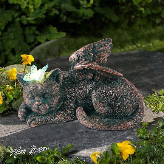 Mrs. JonesYeomoo Kat Engel Solar tuindecoratie figuren voor buiten met ...