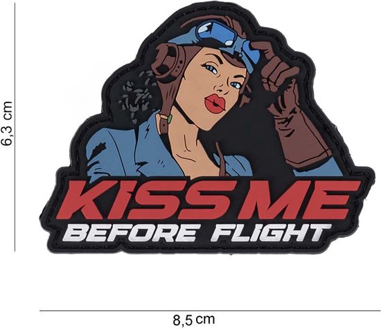 Embleem 3D PVC Kiss me before flight | bol