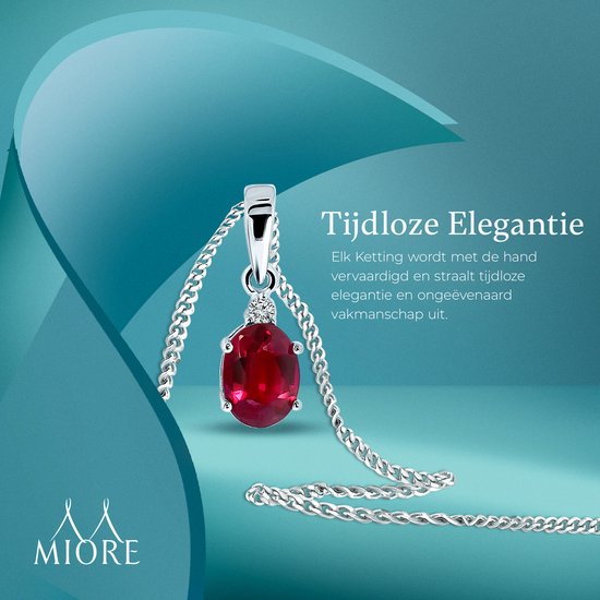 Miore - Rode Robijn Ketting met Diamant Dames - Conflictvrije ...