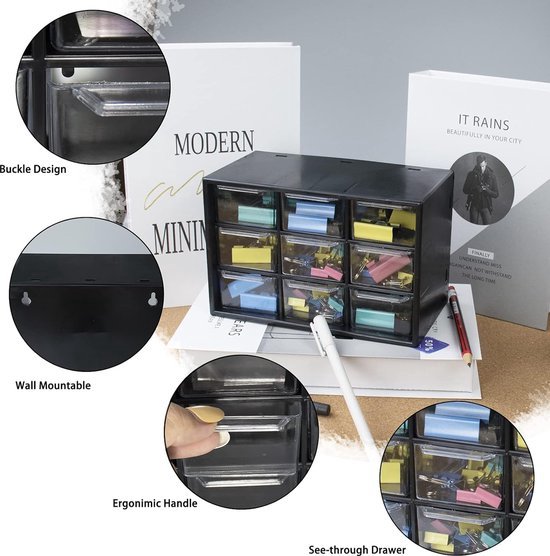 Plastic Ladekast, 9 Lades, Cosmetische Opbergdoos, Kleine Ladekast ...