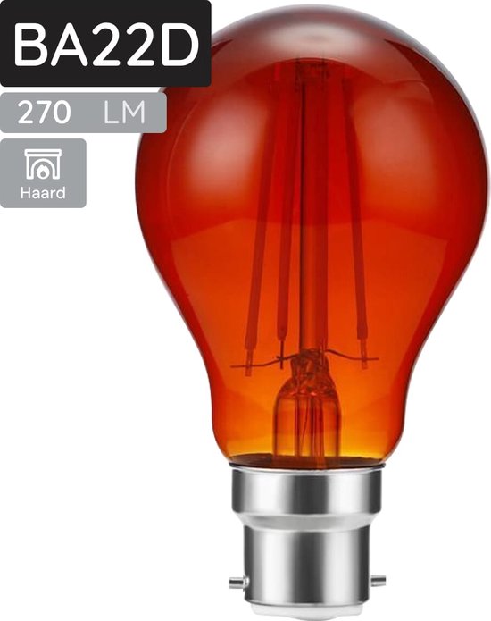 SPL Ba22d LED Lamp 8W Vuur Amber - Dimbaar - Geschikt voor Haardvuren ...
