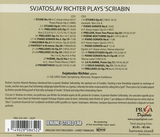 Svjatoslav Richter Plays Scriabin, Sviatoslav Richter | CD (album) | Muziek | bol