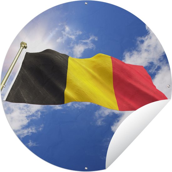 Tuincirkel De vlag van België wappert in de lucht - 60x60 cm - Ronde ...