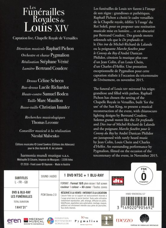 Pygmalion & Raphaël Pichon - Les Funérailles Royales De Louis XIV (2 Blu-ray),... | bol