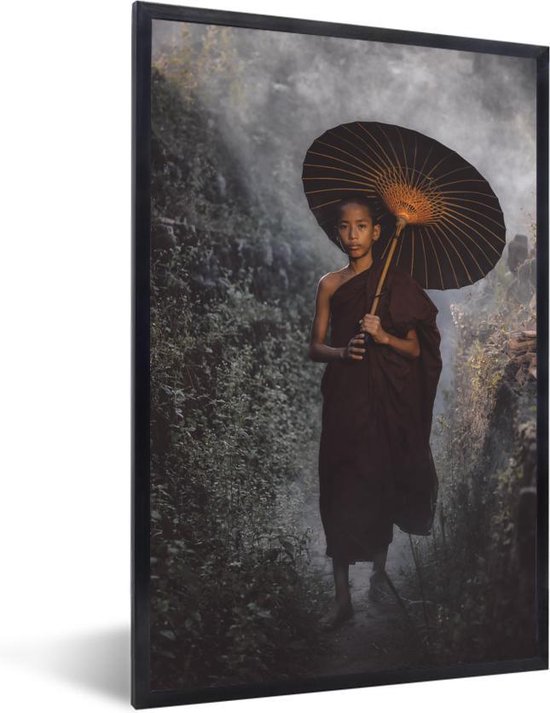 Fotolijst incl. Poster - Portretfoto boeddhist uit het Boeddhisme ...