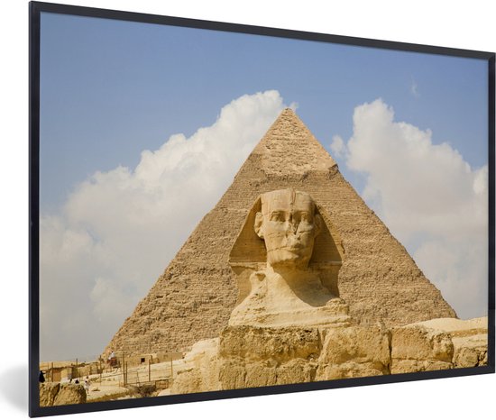 Fotolijst incl. Poster - Piramide en de Sfinx van Gizeh bij daglicht ...