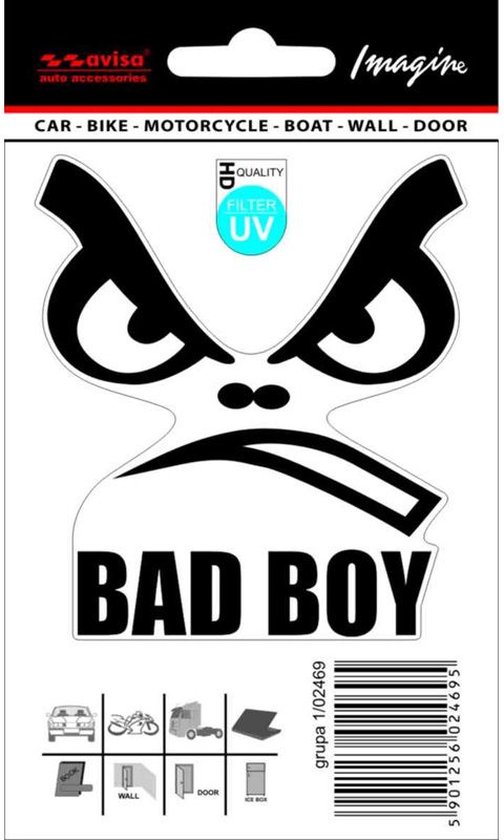 Avisa Autosticker Bad Boy 7,5 X 8,5 Cm Vinyl Zwart | bol