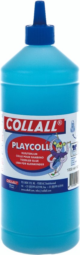 PlayColl - blauwe papier lijm Blauw 1000ml in Fles (1 st.) | bol.com