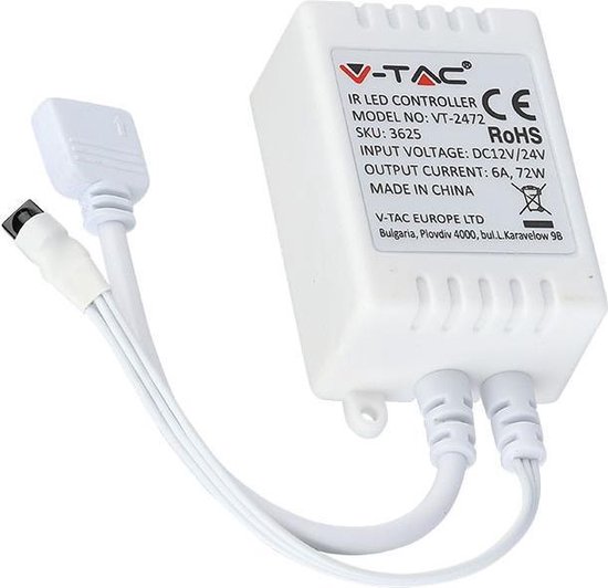 V-tac Controller Vt-2472 Ir Remote 35 X 60 Mm Wit 2-delig | bol
