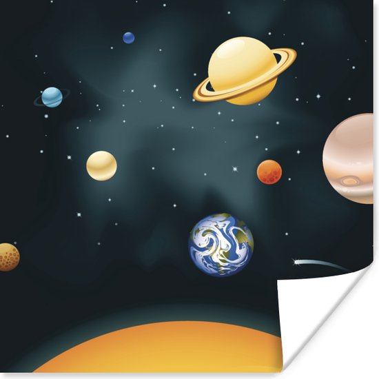 Affiche le système solaire avec notre planète - 30x30 cm | bol.com