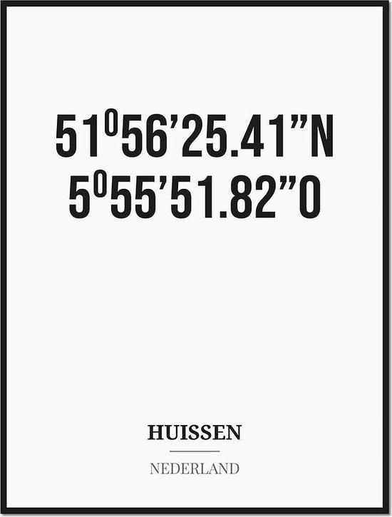 Poster/kaart HUISSEN met coördinaten | bol