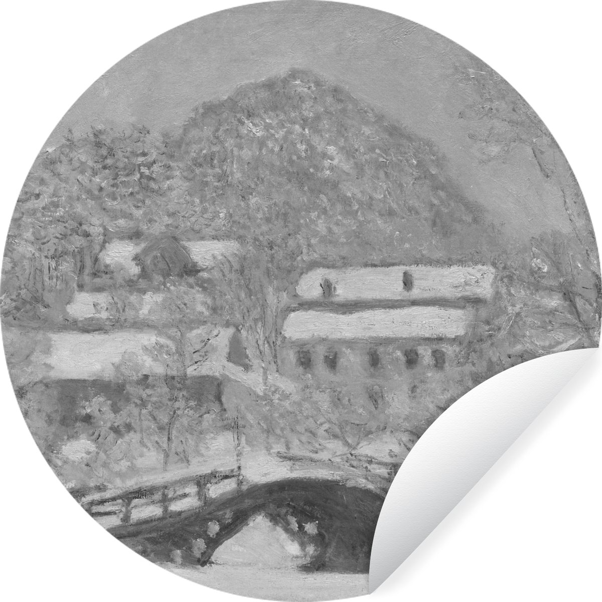 Cercle de papier peint - Norvège, village de sandviken sous la neige en ...