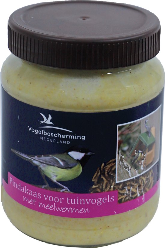 Vogelbescherming vogelpindakaas met meelwormen, 330 gram - afmeting - 10,5 x 7,0 x 7,0 cm | bol