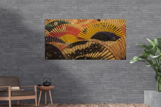 Schuttingposter Afbeelding van Japanse waaiers - 200x100 cm - Tuindoek ...