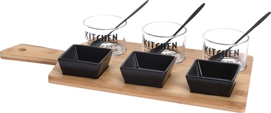 Amuse/aperitief set 10-delig met amuselepeltjes en serveer plateau van ...