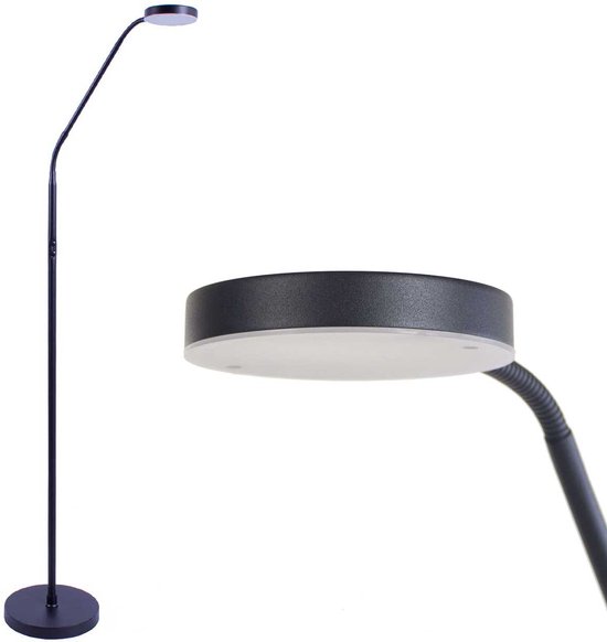 Accu leeslamp / vloerlamp | 1 lichts | 135 cm | zwart | metaal ...