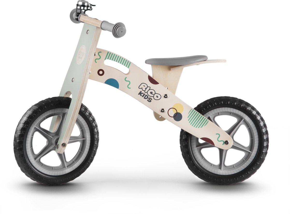 Houten loopfiets - met fietstas - 82x38,5x 54,5 cm - naturel grijs ...