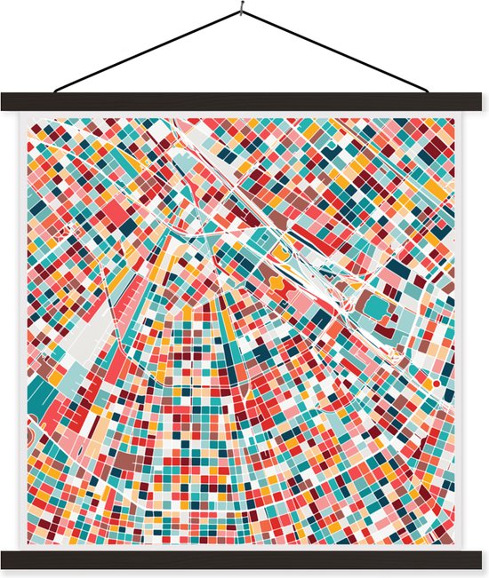 Posterhanger incl. Poster 90x90 cm - Schoolplaat - Kaart - Mozaïek ...