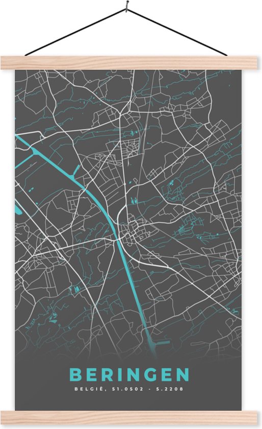 Posterhanger incl. Poster - Schoolplaat - Stadskaart – Grijs - Kaart ...