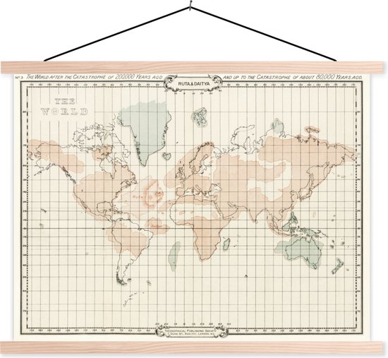 Schoolplaat - Textielposter - Wereldkaart - Vintage - Minimalisme - 120x90 cm -... | bol