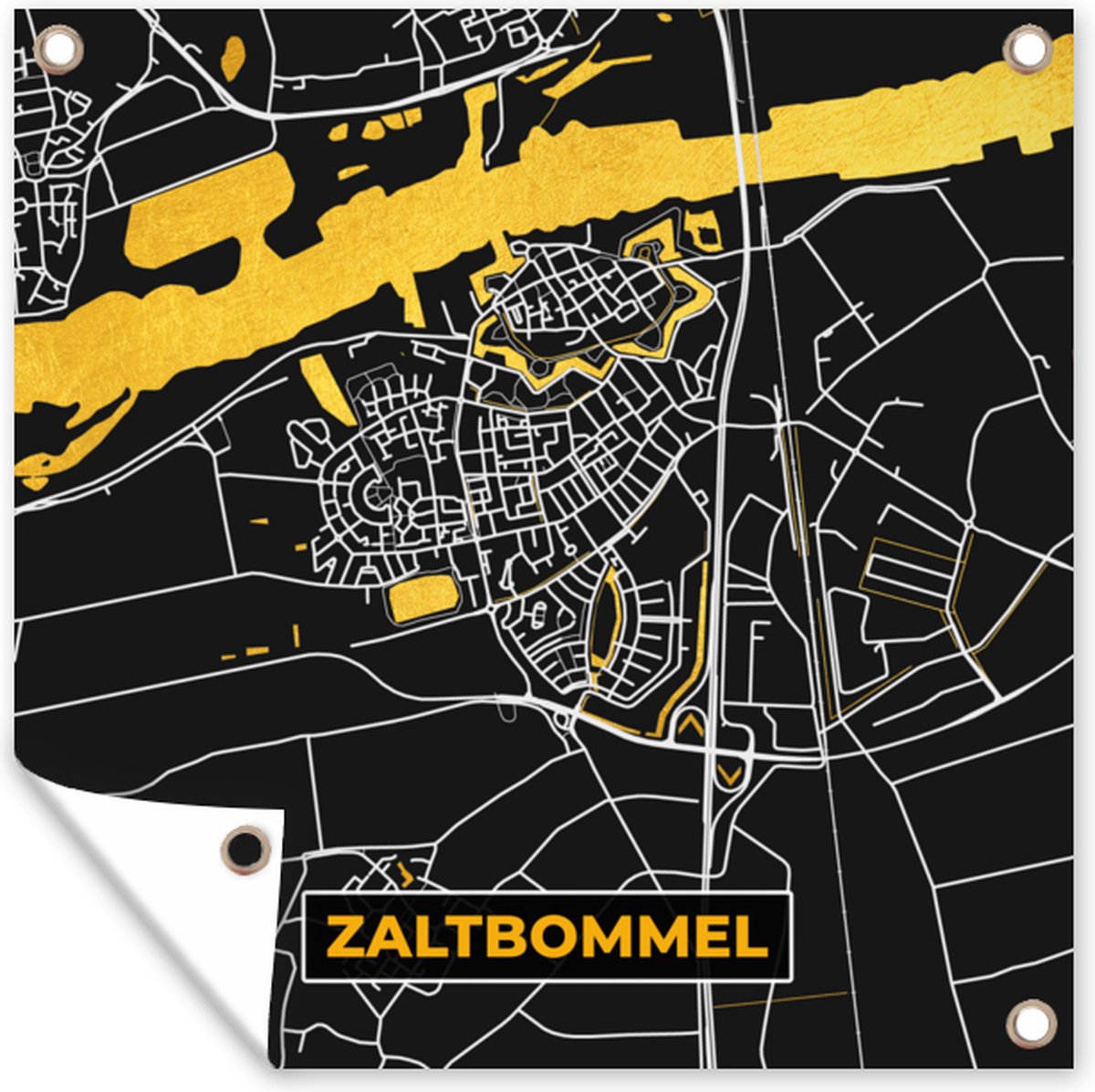 Tuindoek Plattegrond - Black en gold - Zaltbommel - Kaart - Stadskaart ...