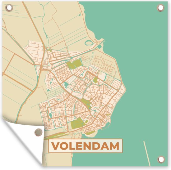 Tuindoek Kaart - Volendam - Plattegrond - Stadskaart - 100x100 cm | bol.com