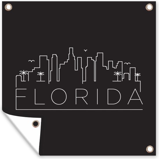 Tuin poster Skyline Florida op een zwarte achtergrond - 200x200 cm ...