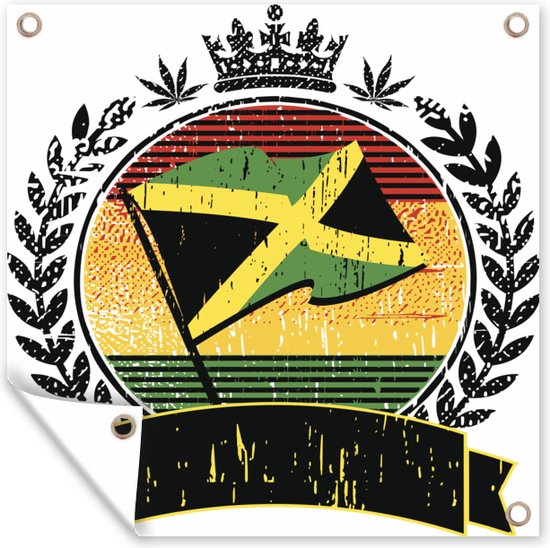 Tuindoek Een reggae embleem met de vlag van Jamaica - 100x100 cm | bol