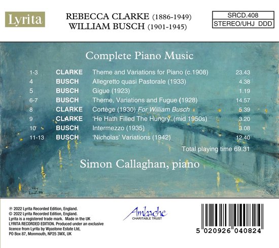 Simon Callaghan - Clarke & Busch: Complete Piano Music (CD), Simon ...
