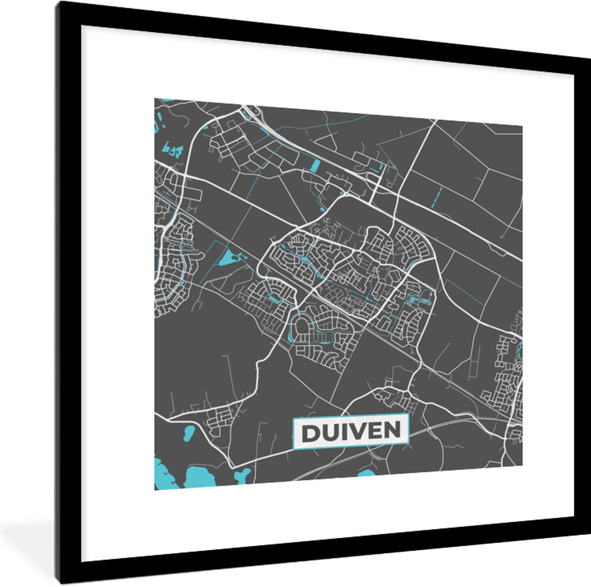 Fotolijst incl. Poster - Kaart - Duiven - Plattegrond - Stadskaart ...