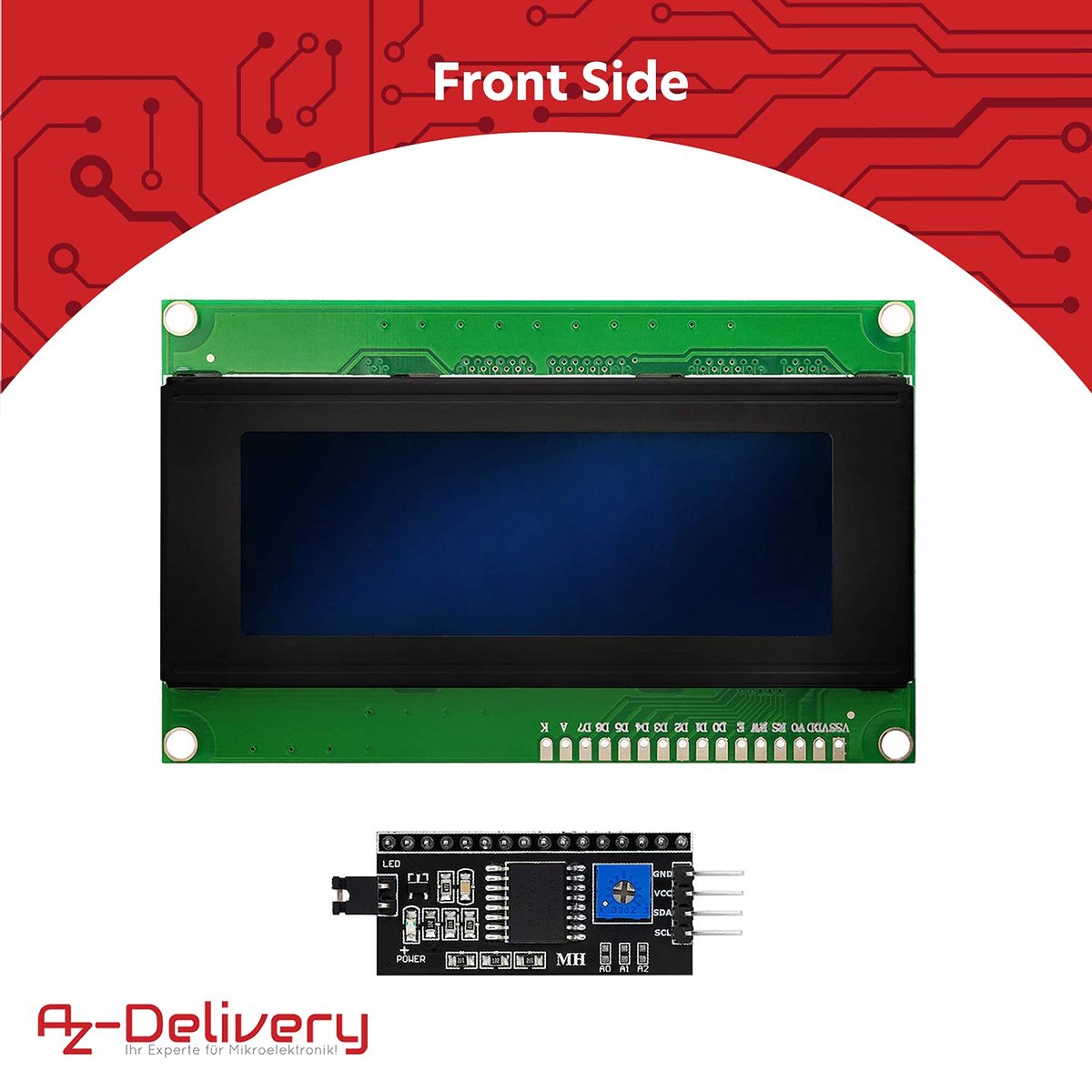 AZDelivery HD44780 2004 LCD Display Bundel 4x20 tekens met I2C ...