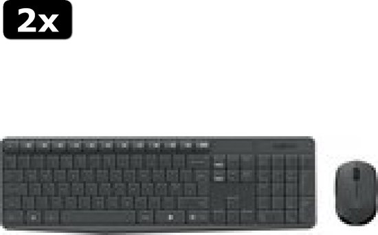 2x Logitech MK235 - Draadloos Toetsenbord en Muis - QWERTY - Donkergrijs | bol.com