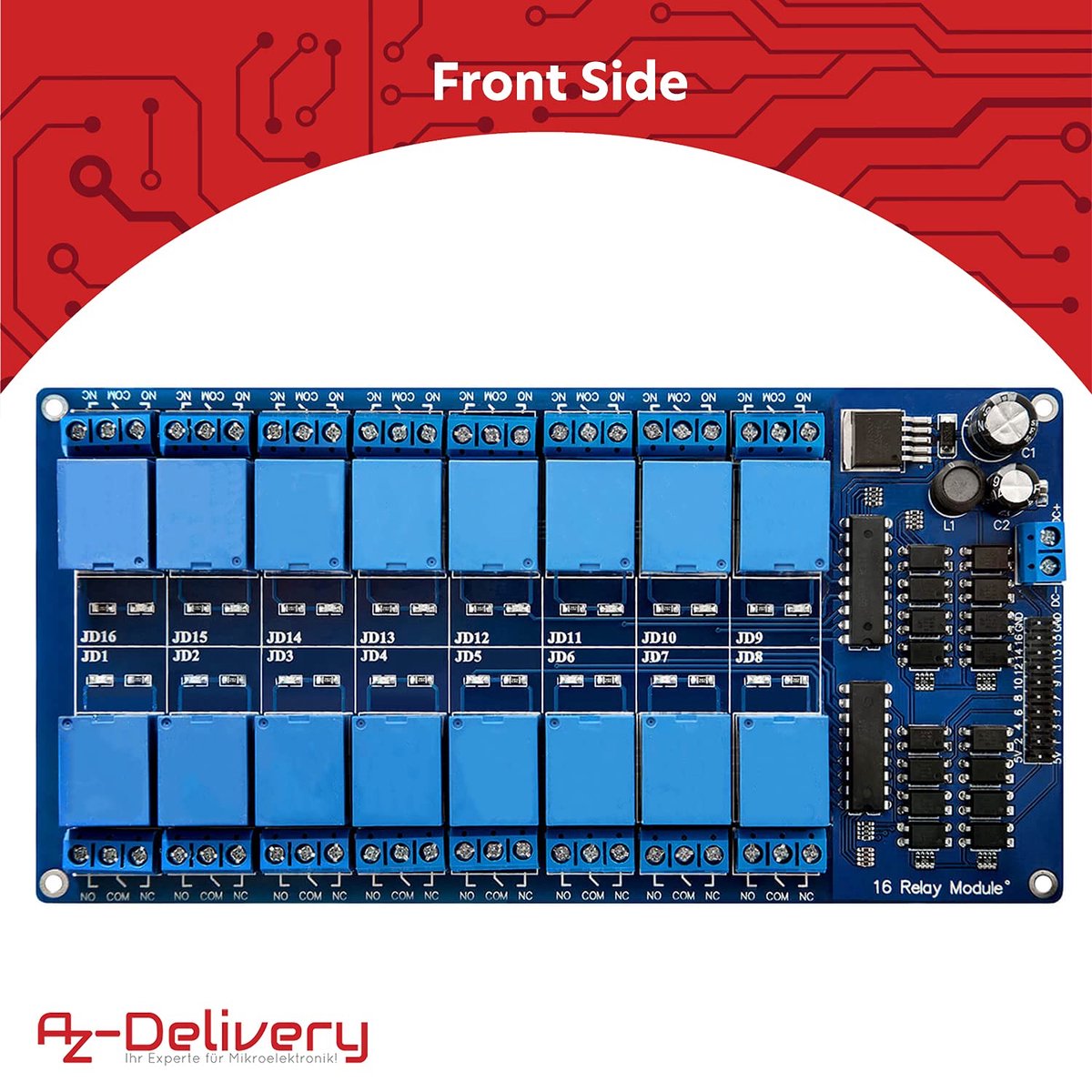 AZDelivery 3 x 16-Relay Module 12V met Optocoupler Low-Level Trigger ...