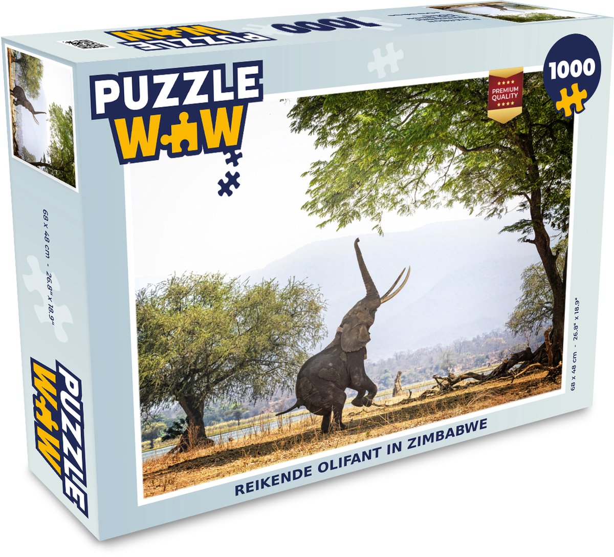 Puzzel Reikende olifant in Zimbabwe - Legpuzzel - Puzzel 1000 stukjes ...
