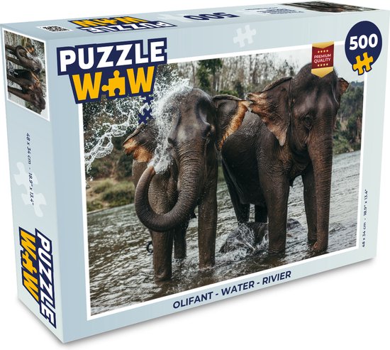 Puzzel Olifant - Water - Rivier - Legpuzzel - Puzzel 500 stukjes | bol.com