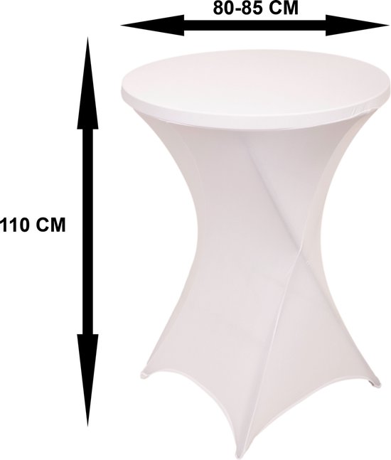 Statafelrok Wit x 24 – ∅80-85 x 110 cm – Statafelhoes Stretch 24 Stuks – Tafelhoezen voor ...