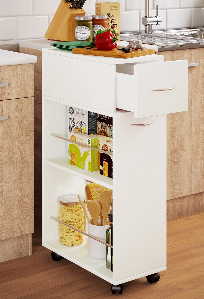 VCM Keuken Trolley Serveerwagen Niche kast Rolbare wielen Tusal Lade ...