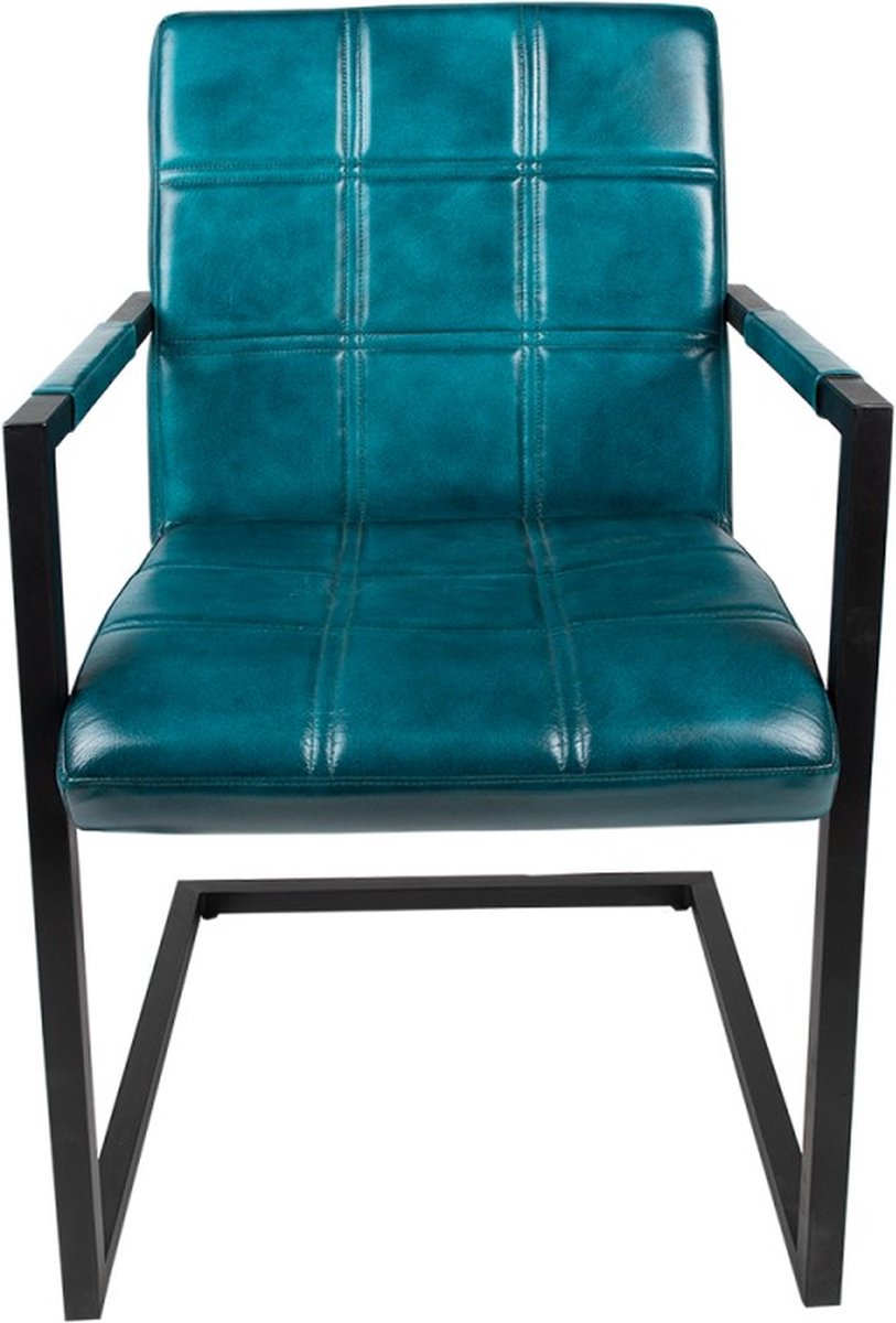 Eetkamerstoel met Armleuning 51*62*89 cm Groen Leder Stoel ...