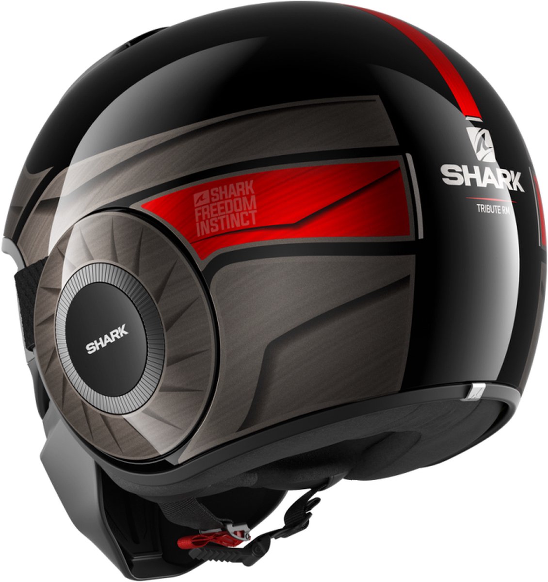 SHARK STREET DRAK TRIBUTE RM Motorhelm jethelm Zwart Chroom Rood - Maat ...