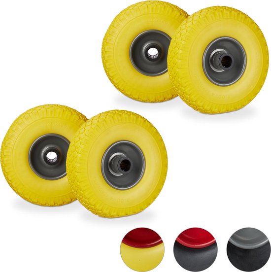 relaxdays 4 x roue de diable - set - jante acier - anti crevaison - axe ...