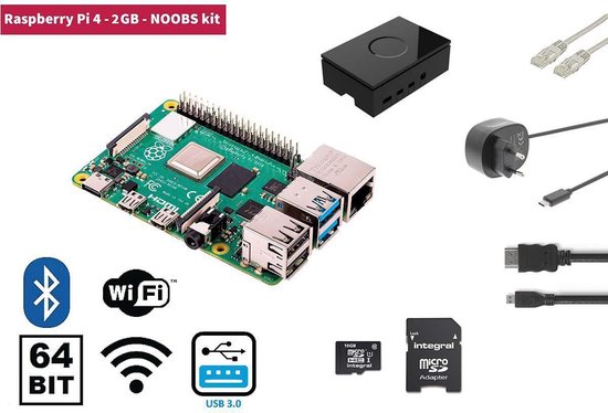 Raspberry Pi 4 2 GB Starter Kit + NOOBS Software Tool | bol.com
