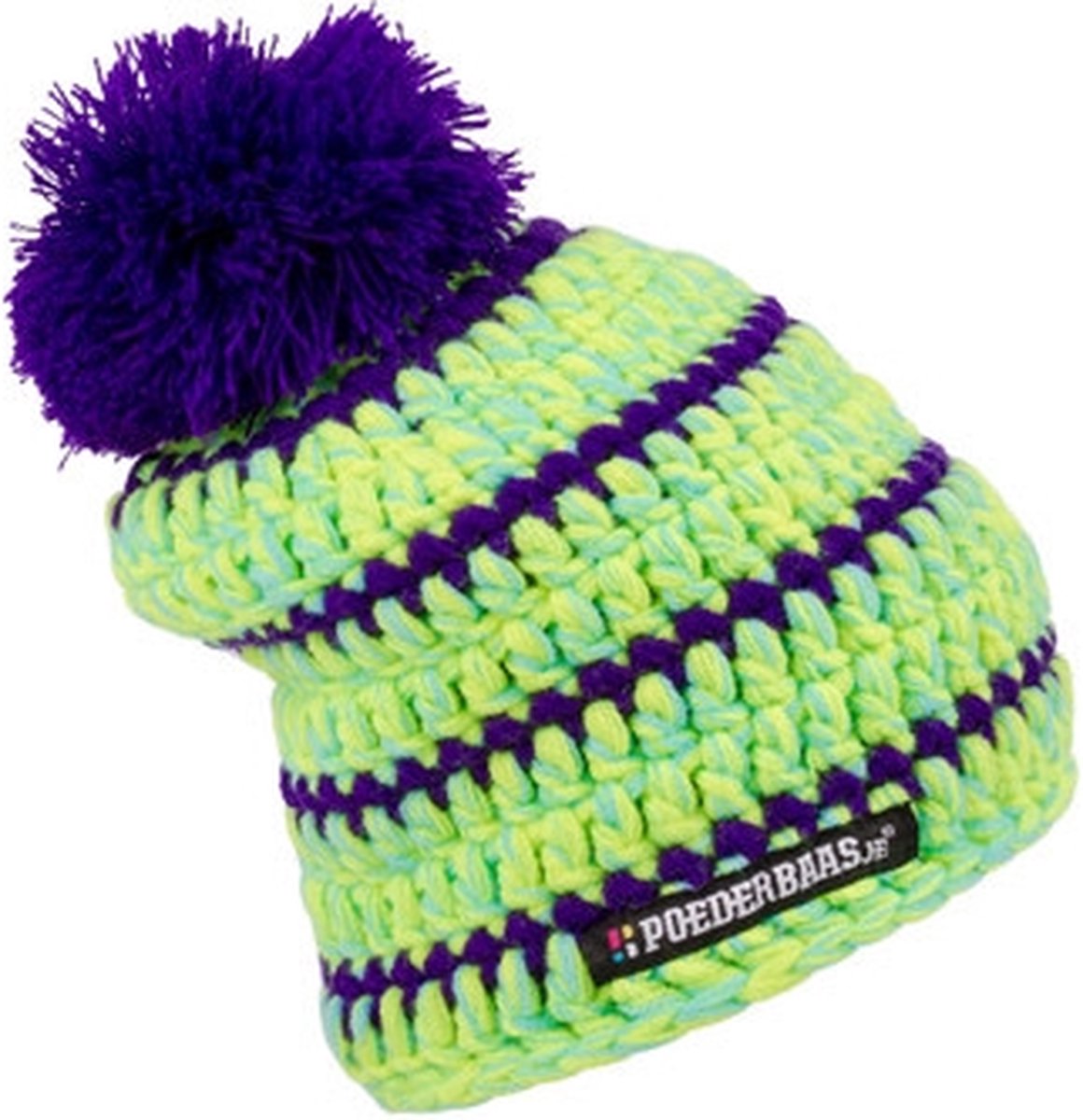 Poederbaasje Beanie Muts Wintermuts - Groen/Paars/Blauw | bol