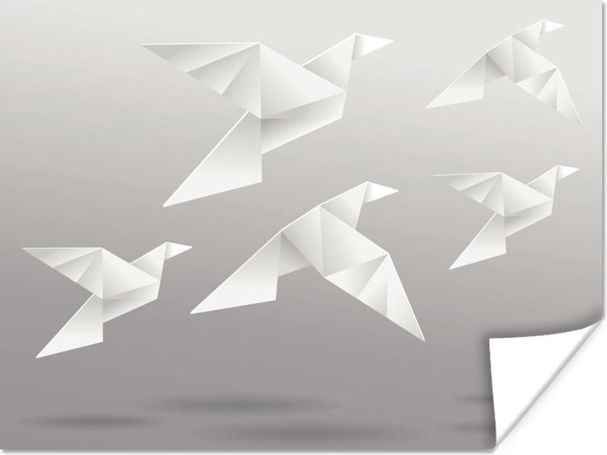 Une illustration de l'affiche d'oiseaux en origami volant 160x120 cm ...