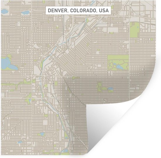 Muurstickers - een overzichtelijke kaart van Denver - 50x50 cm ...