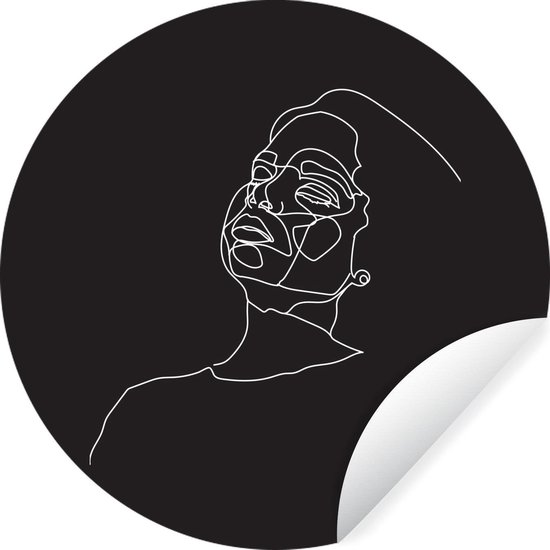 Illustration d'un visage de femme sur fond noir Sticker papier peint ...