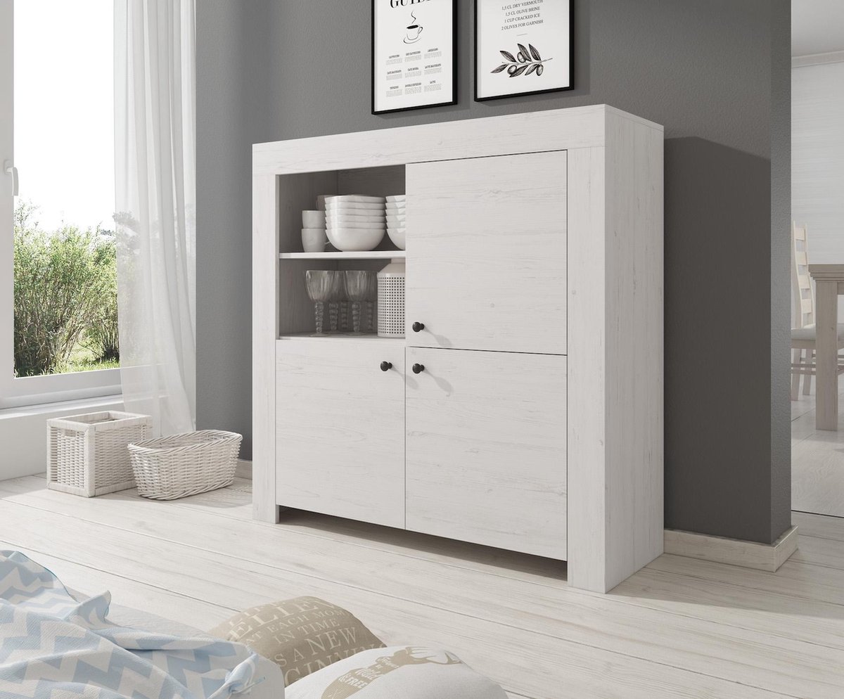 Meubella - Kast Ruby - Wit eiken - 120 cm | bol.com