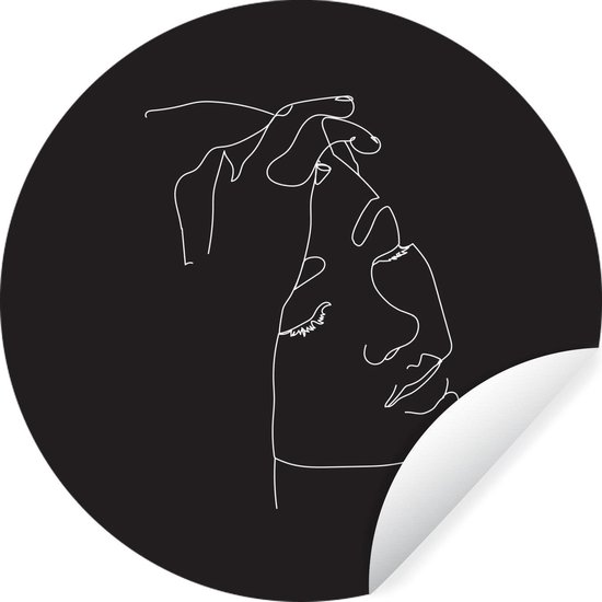 Illustration main sur le visage d'une femme sur fond noir Sticker ...
