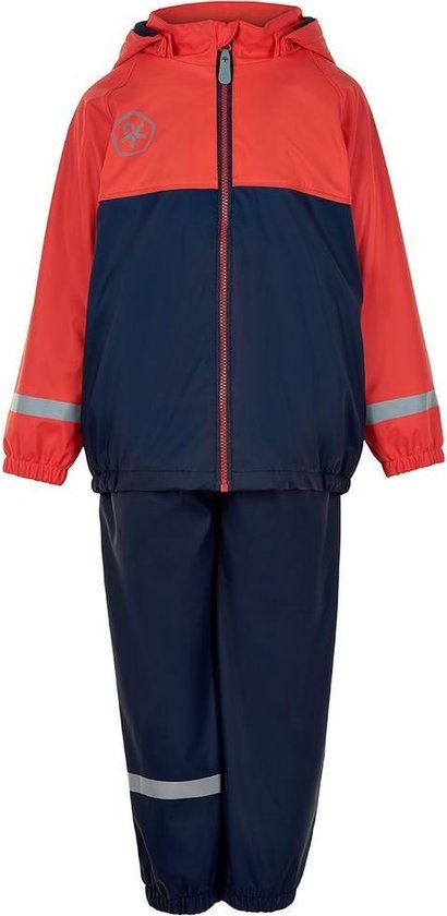 Color Kids - Regenpak met fleece voor kinderen - Colorblock - Rood ...