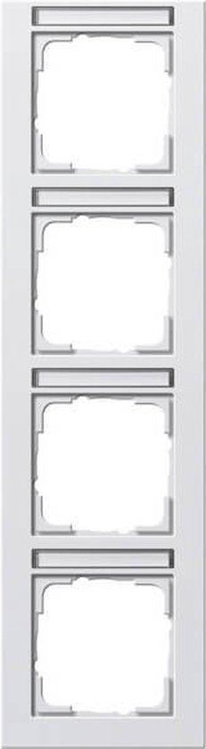 Gira E2 afdekraam 4-voudig verticaal met tekstkader zuiver wit glanzend ...