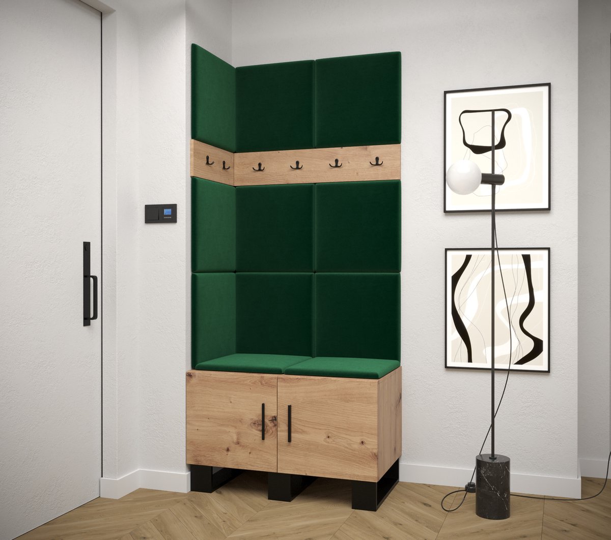 Garderobekast Ganggarderobe Compacte garderobe Vestibule Wandkast Plank ...